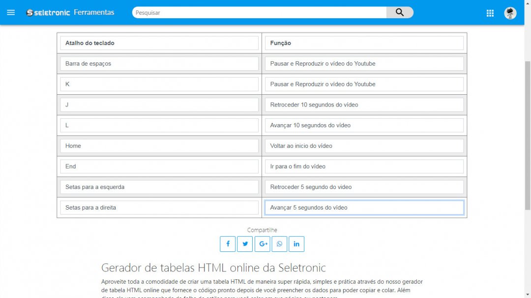 Como criar Tabela HTML online | Seletronic